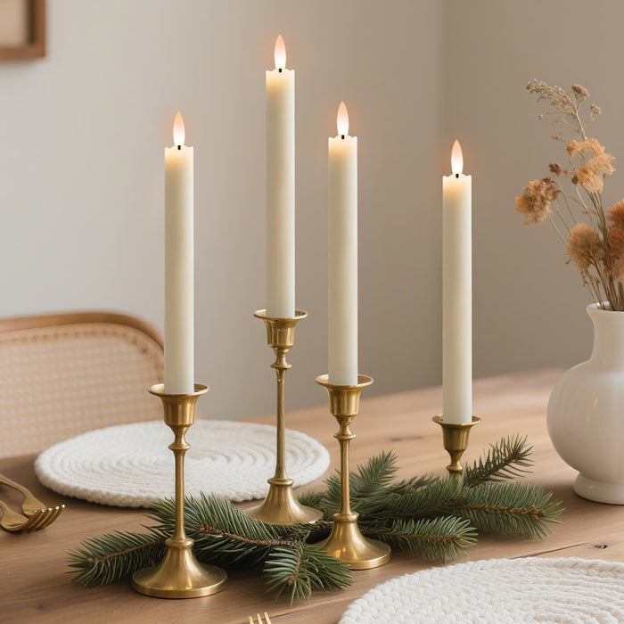 Premium Flameless Wax Taper Candles | GlowWarmy Unscented LED Battery ...